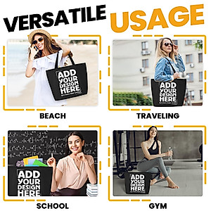 shop4ever Personalized Custom Design Your Own Heavy Canvas Tote with Zipper Reusable Shopping Bag Black 1 Pack