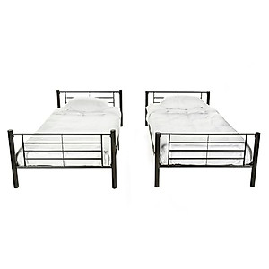 Walker Edison Elodie Urban Industrial Twin over Twin Metal Bunk Bed, Twin over Twin, Black