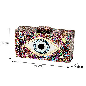 LETODE Clutch Purses for Women-Evil Eye Acrylic Clutch Glitter Purse Evening Bag Chain Shoulder Crossbody Handbags(MULTICOLOR)