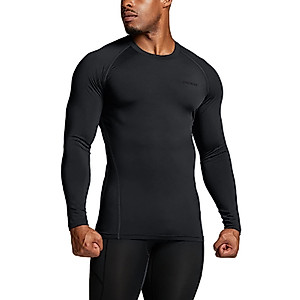TSLA Men's Thermal Long Sleeve Compression Shirts, Athletic Base Layer Top, Winter Gear Running T-Shirt, Heat Core 2pack Black/Charcoal, Medium