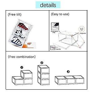 1Pack Shoe Display Case, Hard Plastic Shoe Boxes Stackable, Shoe Storage Box with Lid Clear Shoe Container Stackable Sneakers Organizer Magnetic Shoe Box, Sneaker Storage Fit up to US Size 14