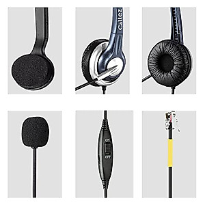 RJ9 Phone Headset with Noise Cancelling Microphone, Callez Office Phone Headset Mono Compatible with Yealink T46S T42S T48S T41S T27G T20P T21P Avaya 1608 9608 Grandstream GXP2170 2135 Panasonic Cisco