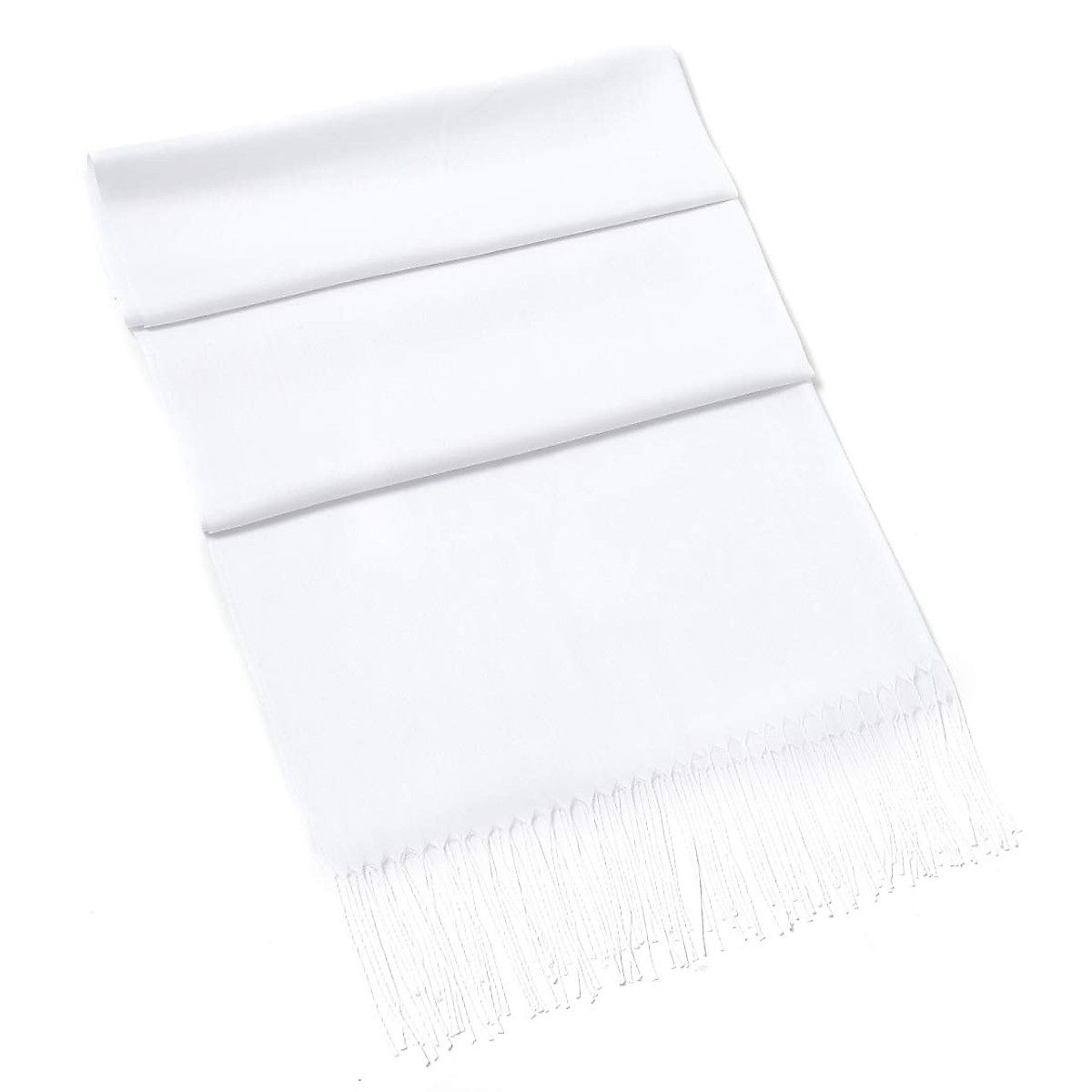 Cindy & Wendy Pashmina Shawls and Wraps Large Scarfs for Women Wedding Party Bridal Long Fashion Solid Shawl Wrap with Fringes (pure white)