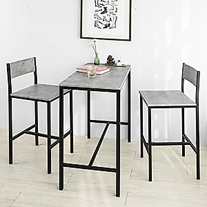 Haotian OGT03-HG, Bar Set-1 Bar Table and 2 Stools, 3 Pieces Home Kitchen Breakfast Bar Set Furniture Dining Set, 33.7 ”Height Table