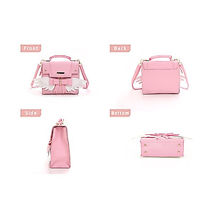 JHVYF Women's Cute Wings Bow Top Handle Cross Body Shoulder Bags Girls Kawaii Handbag Pink 354343