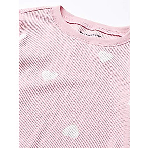 Amazon Essentials Toddler Girls' Thermal Long Underwear Set, Light Pink Hearts, 4T