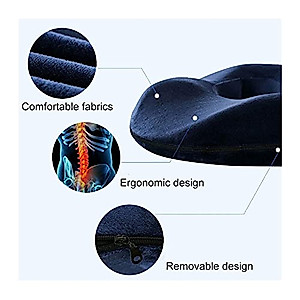 HHWKSJ Seat Cushion for Office Chair – Memory Foam Tailbone Pillow Pad for Sitting, Computer, Desk, Chair, Car– Contoured Posture Corrector for Sciatica, Coccyx Back Pain Relief