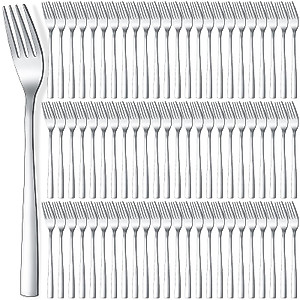Minatee 100 Pieces Dinner Forks Bulk Set 6.9 Inches Stainless Steel Metal Forks Silverware Flatware Fork Salad Forks Table Fork Mirror Polished for Home Kitchen Restaurant Eating Silverware Utensils