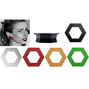 Lobal Domination Pair of GeoGauges Brand Hexagon Shaped Silicone Tunnels Ear Plugs Gauges Body Jewelry (Neon Green - 1/2")