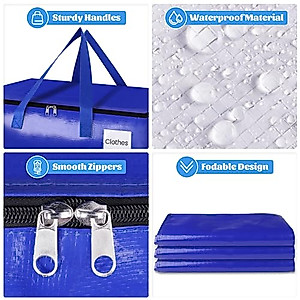 SpaceHacks 4 Pack-93L Heavy Duty Moving Bags, Moving Boxes with Reinforced Handles ＆ Premium Zippers, Storage Totes for Space Saving, Packing ＆ Moving Storage