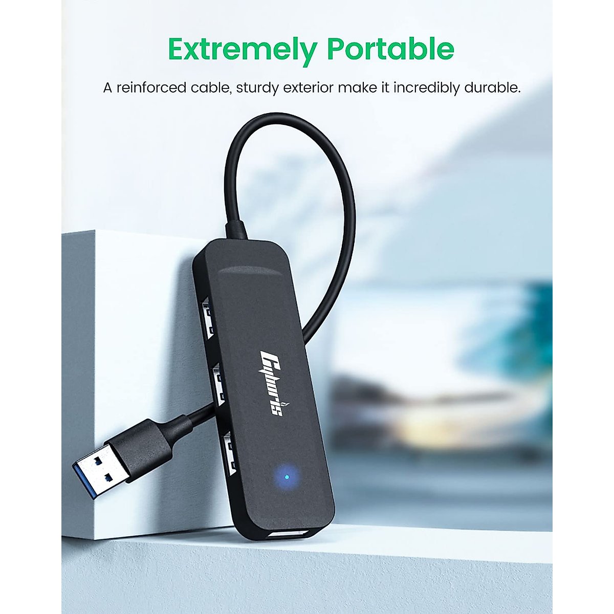 USB 3.0 Hub, 4 Port USB Hub Splitter USB Expander Compatible with MacBook Air, Mac Pro, iMac, Surface Pro, Laptop, PS4, XPS, Xbox, Flash Drive, HDD, Keyborad, Mouse