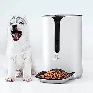 Alla Pets Smart Automatic WiFi Cats & Dogs Feeder, Food Tank 6L Auto Pet Dry Food Dispenser 1~39 Portions Meal for Small and Large Pets, Infrared Indication Control, White