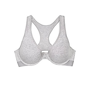 Smart & Sexy womens Comfort Cotton Front Back Close Racerback Bra, Light Grey Heather, 36D US