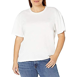 The Drop Women's Lydia Short Sleeve Loose Drop Shoulder Jersey T-Shirt , White, S
