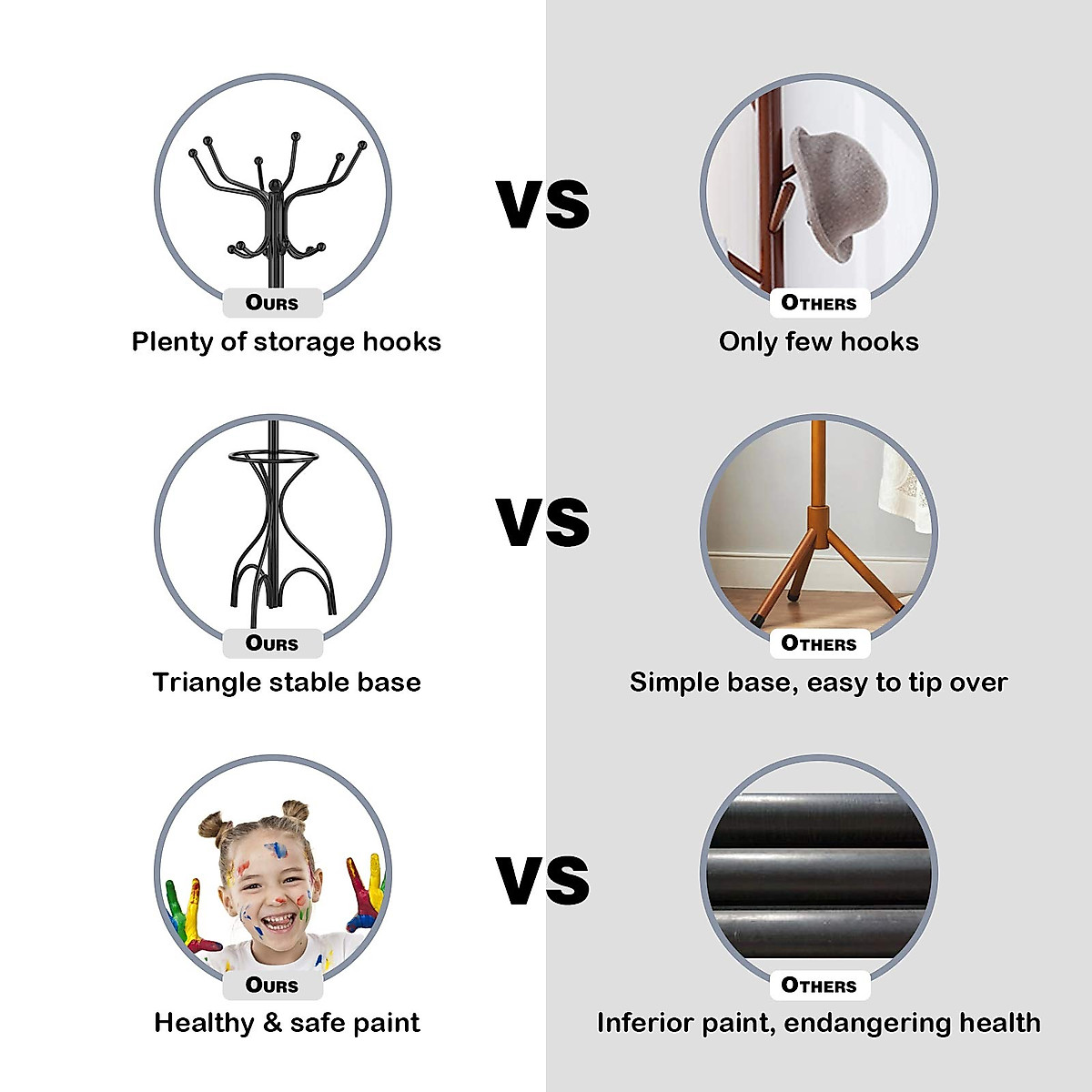 Nightcore Coat Rack Freestanding, Heavy-duty Coat Tree with Umbrella Holder, Modern Coat Rack Stand with 12 Hanging Hooks, Coat Hanger for Jackets Bags Hats Purse Scarf Entryway