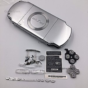 New Replacement Sony PSP 2000 Console Full Housing Shell Cover with Buttons Set -Silver.