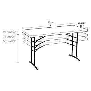 Lifetime Products 42920 Adjustable Rectangle Folding Table, 6', Almond, 4 Pack