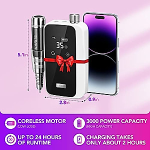 Karite Professional Nail Drill Machine for Acrylic Nails, 35000 RPM Electric Nail File with 13 Bits, 30 Sanding Bands – USB Rechargeable, Portable Electronic Nail Filer for Home Salon Manicure Tools