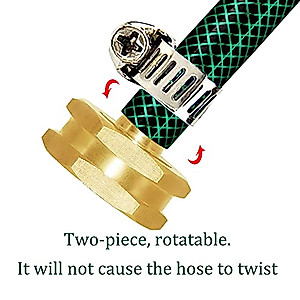 Joywayus 3/4" Barb x 3/4" Female GHT Thread Swivel Hex Brass Garden Water Hose Pipe Connector Copper Fitting with Stainless Clamp House/Boat/Lawn/Power Wash/Irrigation