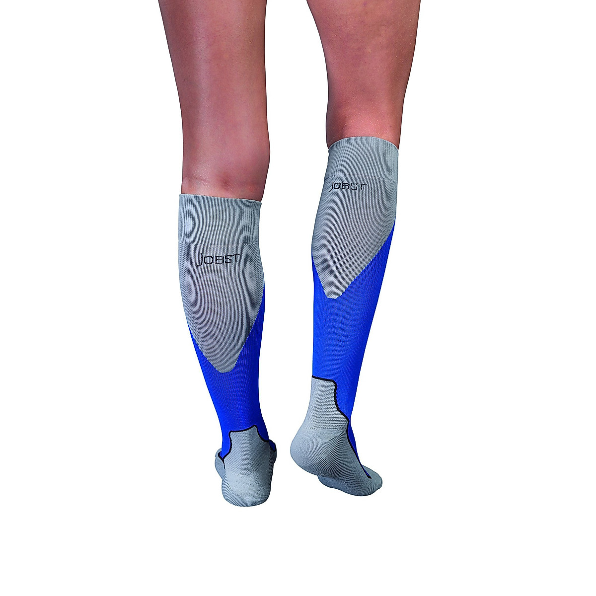 JOBST Sport Compression Socks 15-20 mmHg, Knee High, Closed Toe, Royal Blue/Gray, X-Large