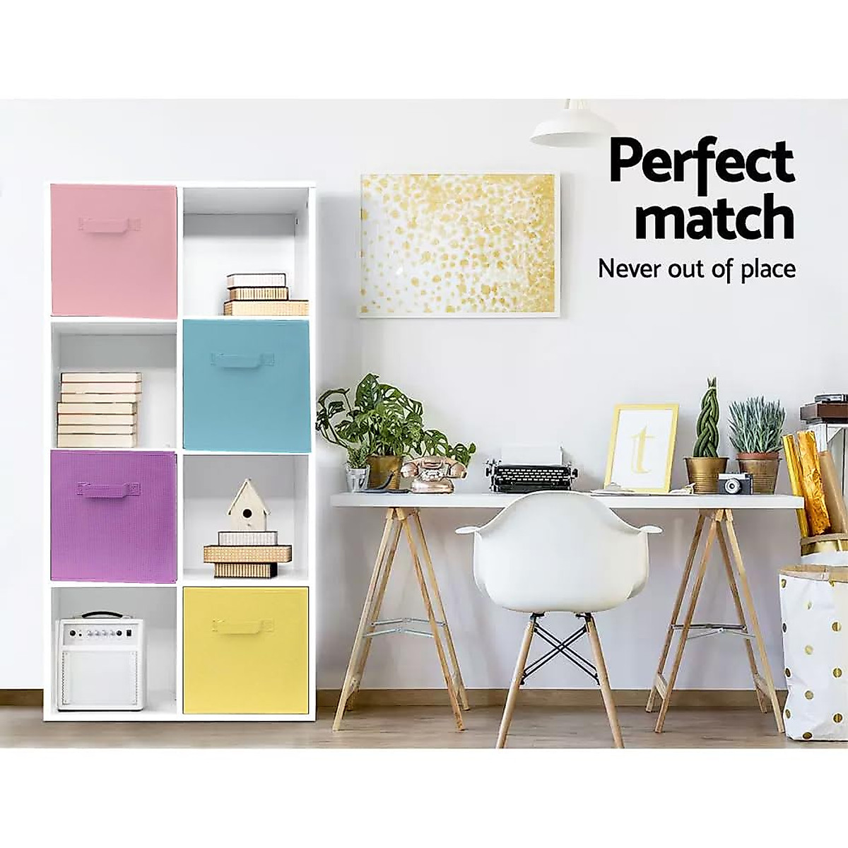 Largoda Storage Cubes,11.4 inch Cube Storage Bins (6 Pack) Storage Bins with Handles,Rectangle Storage Box,for clothes toys books and more,rainbow storage bins Includes 2 stickers