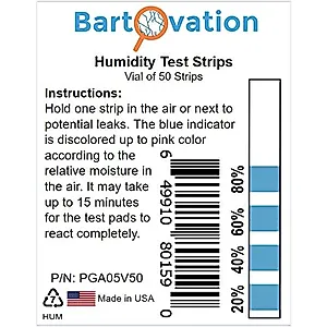 4 Pad Cobalt Chloride Humidity Test Strip 20% - 80% Humidity [Vial of 50 Strips]