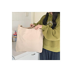 Women/Girls Corduroy Large Capacity Tote Bag Shoulder Bag Fashion Hobo Bag Casual Shopping Bag Handbag khaki