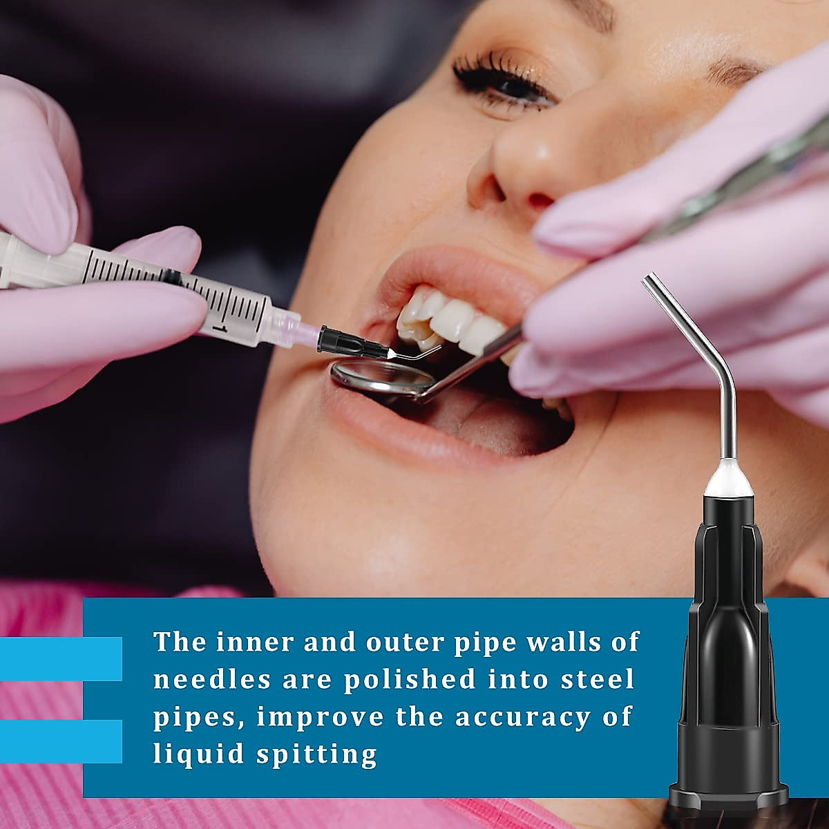 Fashionclubs Blunt Tip Dispensing Needles 20Ga,200pcs Disposale Dental Pre-Bent Irrigation Needle Tips,Black,Great for Oil or Glue Applicator