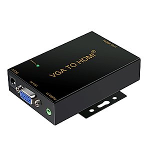 CKL VGA to HDMI Adapter Converter 1080P with 3.5mm Audio Sound and DC 5V Power Supply for PC Laptop Display Computer Mac Projector HDTV