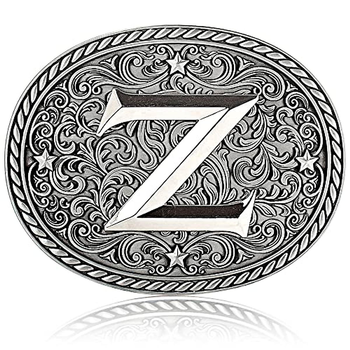 Western Cowboy/Cowgirl Initial Belt Buckle - Silver- Large, Letter Buckles For Men And Women H