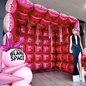 Orgnafey Hot Magenta Pink Square Foil Balloons Wall Backdrop Double Sided Metallic Balloon Tunnel Arch Garland Kit For Anniversary Bachelorette Birthday Engagement Bridal Baby Shower Party Decorations