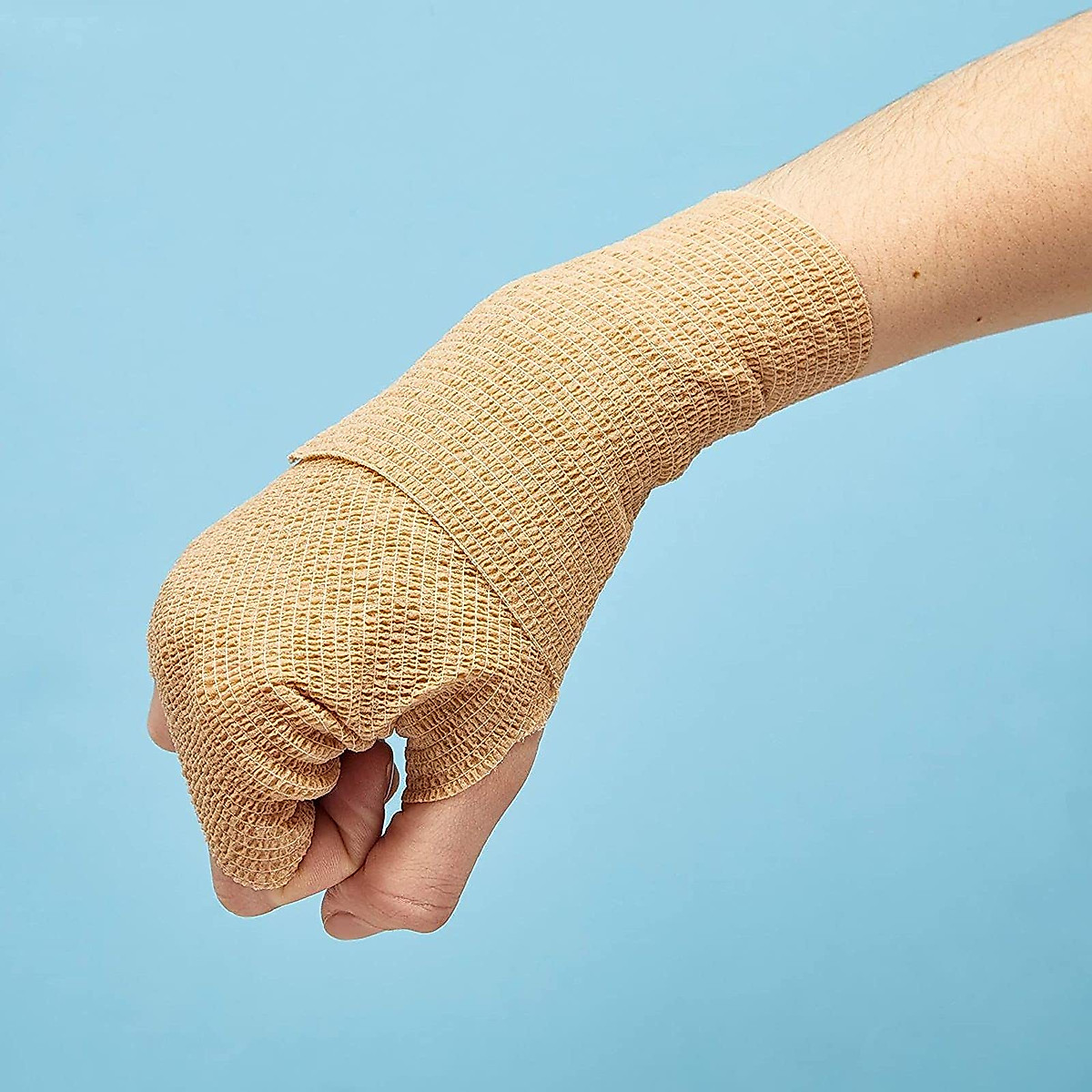 Juvale 6-Rolls Self Adhesive Bandage Wrap, Vet Tape - 4 in x 5 Yds Breathable, Elastic Cohesive Wrap Tape for Wrist, Swelling, Sports, Tattoo (Tan)