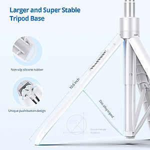 ATUMTEK 60" Selfie Stick Tripod, All in One Extendable Phone Tripod Stand with Bluetooth Remote 360° Rotation for iPhone and Android Phone Selfies, Video Recording, Vlogging, Live Streaming, White