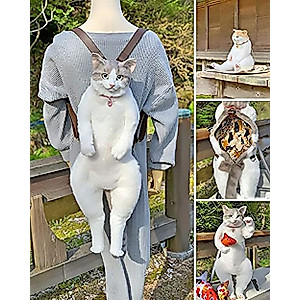 MUGUOY Handmade Simulation Cat Bag This Cat Backpack Look Like A Real Cat,3D Simulation Stuffed Animal Zipper Backpack.