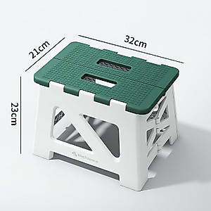 BLACKSPACE 9" Folding Step Stool for Kids or Adults, 300 lbs Capacity Non-Slip Compact Plastic Foldable Step Stool with Handle, Portable Lightweight Small Stool for Home or Kitchen(Green)