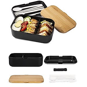 invvni Bento Box Adult Lunch Box Large Bento Boxes (68 Oz Capacity) Gifts for Women - Natural Bamboo Lid, Japanese, Microwave Safe, Dishwasher Safe, Bpa free