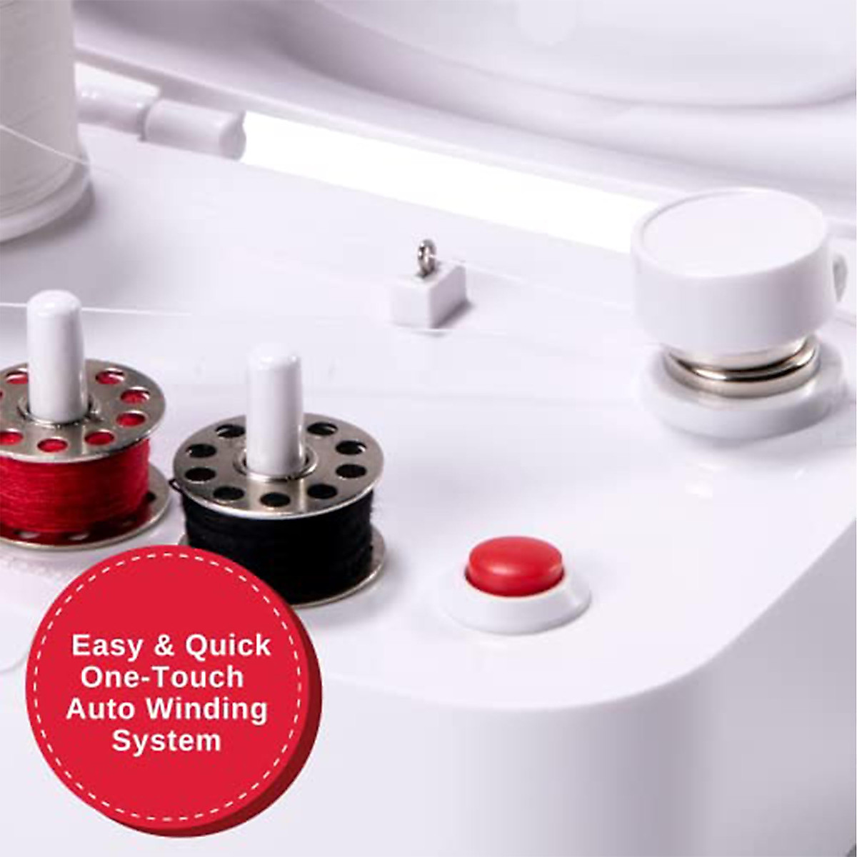 SINGER | Bobbin Winder For Sewing Machines - For Class 15 and 15J Bobbins - Simple & Portable - Battery Powered With Included Power Adapter , White