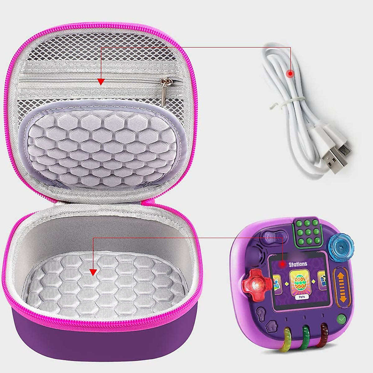 Comecase Case for Leapfrog Rockit Twist Handheld Learning Game System, Perfect Toy Box Storage for Kids Children -Purple