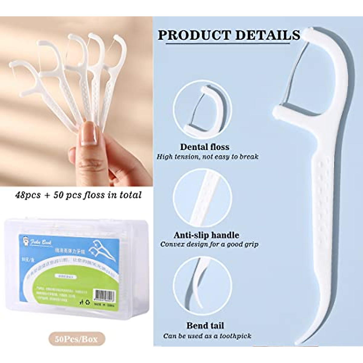 [4Pack] Floss Pick Dispenser Portable Floss Holder, Floss Picks Cases Automatic Floss Storage Organizer Travel Floss Threaders for Women Men Teeth Cleaning (4pcs, Black)