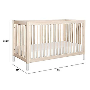 Babyletto Gelato 4-in-1 Convertible Crib with Toddler Bed Conversion in Washed Natural and White, Greenguard Gold Certified