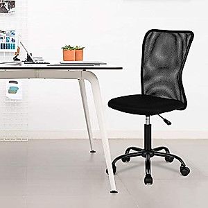 Home Office Chair Mid Back Mesh Desk Chair Armless Computer Chair Ergonomic Task Rolling Swivel Chair Back Support Adjustable Modern Chair with Lumbar Support,Black