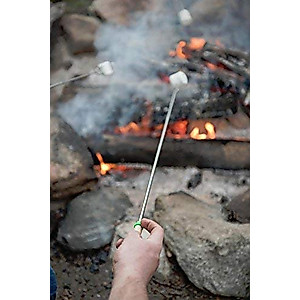 MalloMe Marshmallow Roasting Sticks - Smores Skewers for Fire Pit Kit - Hot Dog Camping Accessories Campfire Marshmellow 32 Inch Long Fork - 10 Pack