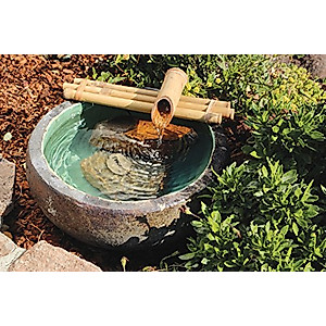 Bamboo Accents Water Fountain with Pump, Indoor/Outdoor Fountain, 12” Wide Three-Arm Style Base, Smooth Split-Resistant Bamboo to Create Your Own Zen Fountain (Container Not Included)