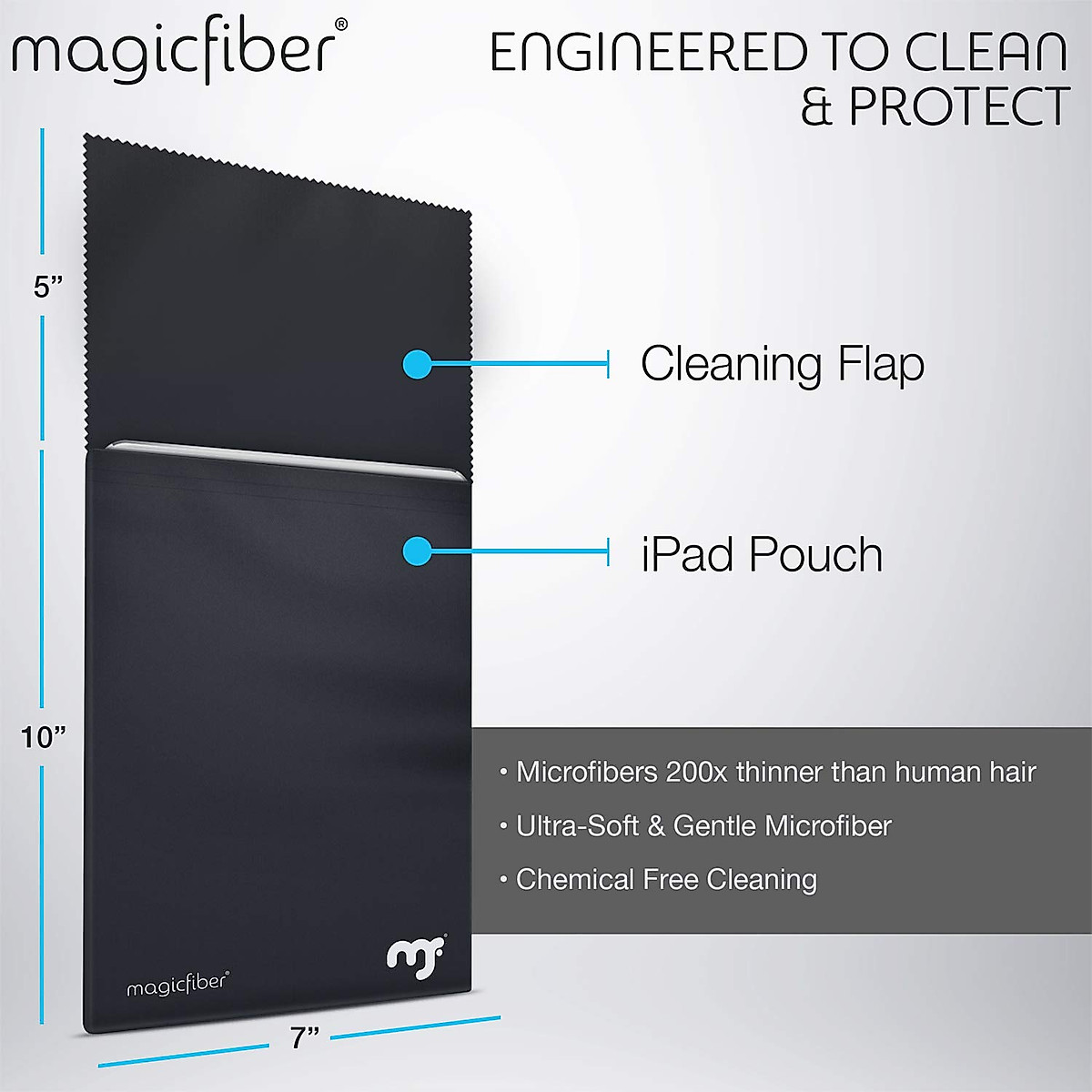 MagicFiber Microfiber iPad Sleeve Case (2 Pack) Light Protection and Screen Cleaning for iPad 9.7, 10.5, Pro, New iPad Air - Compatible with 9.7-11 Inch iPad Tablets