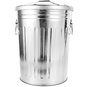 Kichvoe Galvanized Trash Can Metal Round Trash Can with Lid 8L Wastebasket Garbage Container Bin Garbage Can Recycle Bin for Bathroom Powder Room Bedroom Kitchen