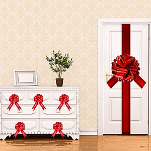 6 Pieces Large Car Bow, Include 20 Inch Car Ribbon Bow and 5 Pieces 6 Inch Pull Bow Car Decoration New Houses Wedding