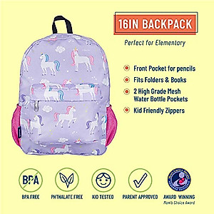 Wildkin Kids 16 Inch Backpack and Umbrella Bundle for On-The-Go Comfort (Unicorn)