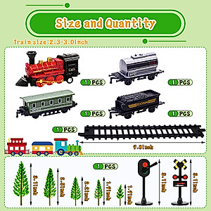 MEMOVAN Train Cake Toppers 13pcs Train Cake Decorations Mini Train Toy Traffic Track Railway Lights Cake Topper Decorations for Boy's Kids Steam Train Theme Birthday Party Supplies