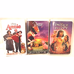 Set of 3 Family Entertainment Videos ~ Prince of Egypt VHS, Babe VHS, Annie VHS