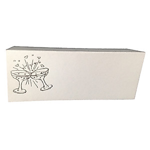 Party Favors Plus 100 Silver Champagne Glasses Tent Style White Place Cards 4.25" X 1.75 Folded